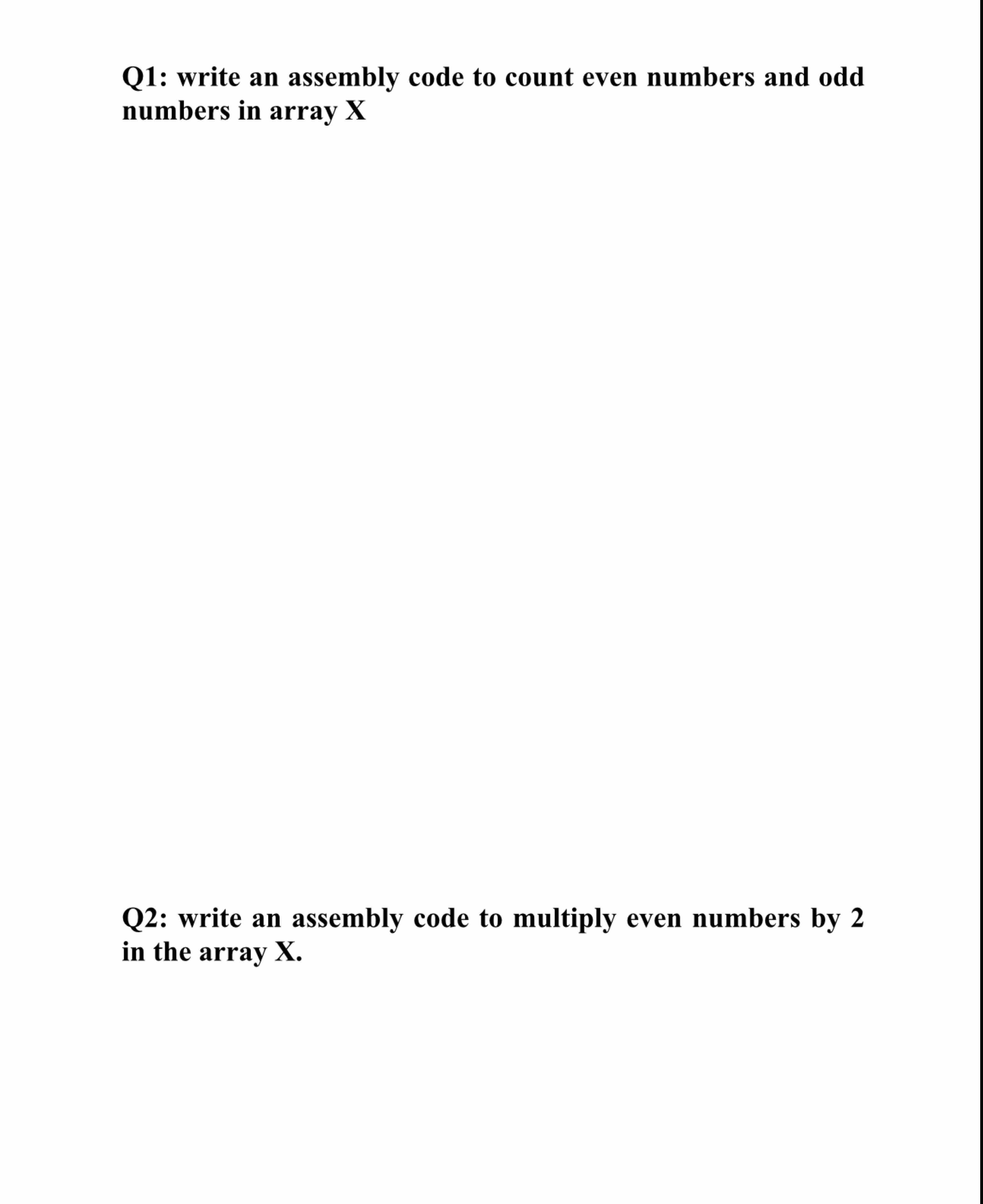 Solved Q1: write an assembly code to count even numbers and | Chegg.com