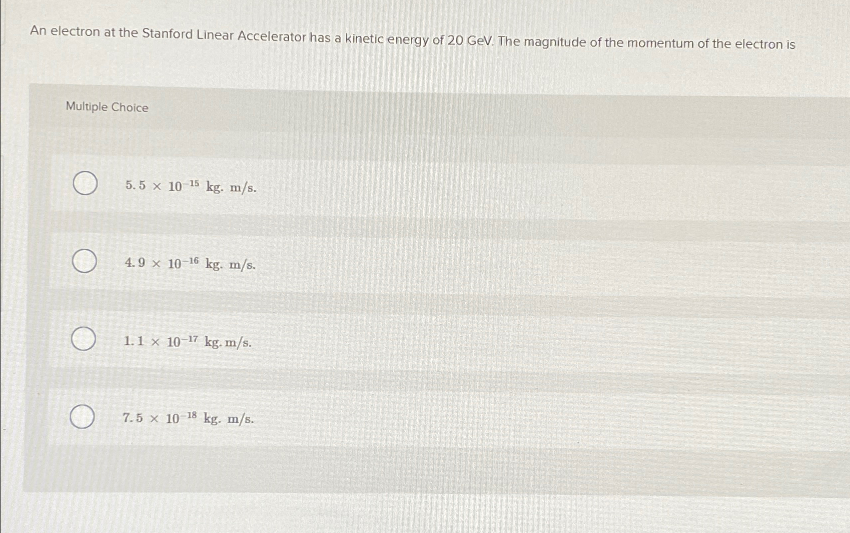 Solved An electron at the Stanford Linear Accelerator has a | Chegg.com