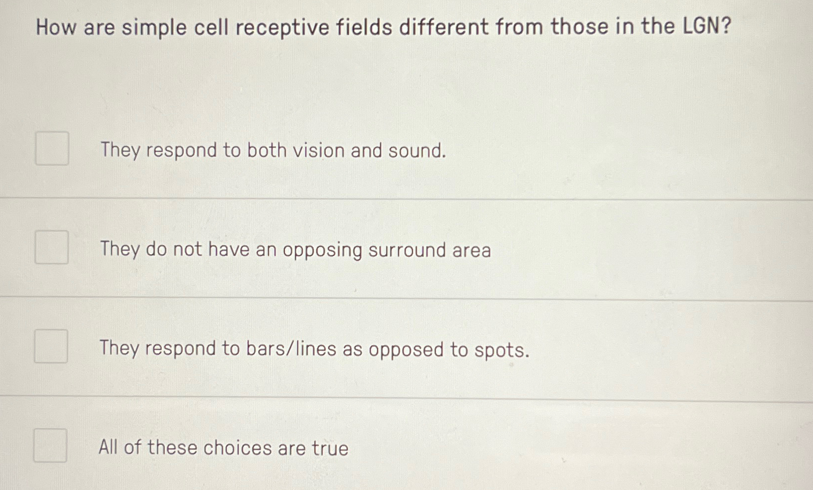 Solved How are simple cell receptive fields different from | Chegg.com