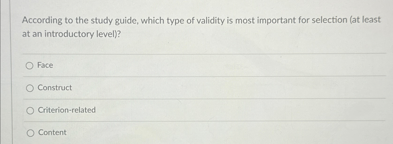 Solved According to the study guide, which type of validity | Chegg.com