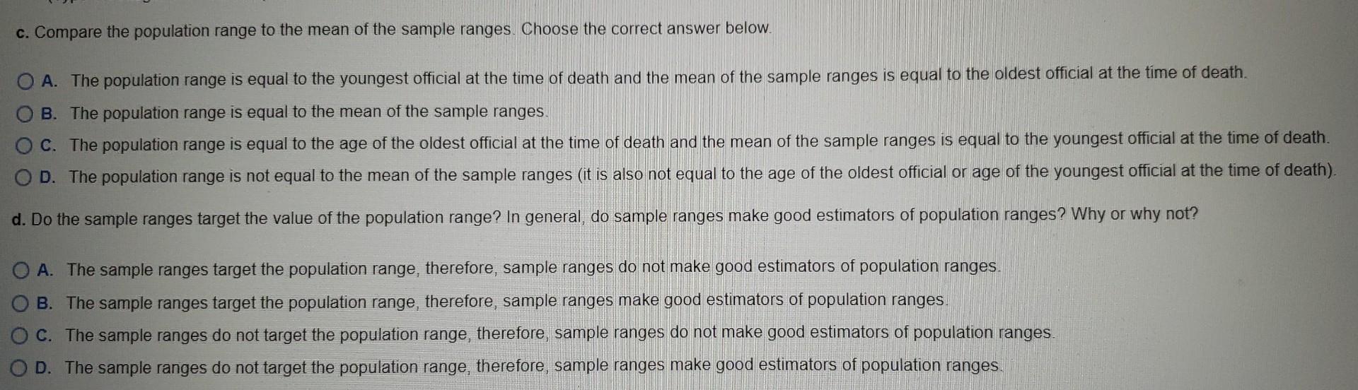Solved The ages (years) of three government officials when | Chegg.com