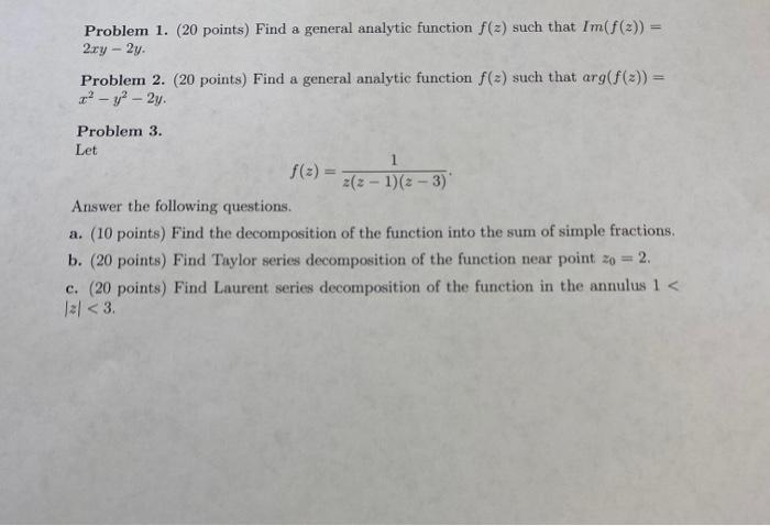 Solved Problem 1. (20 points) Find a general analytic | Chegg.com