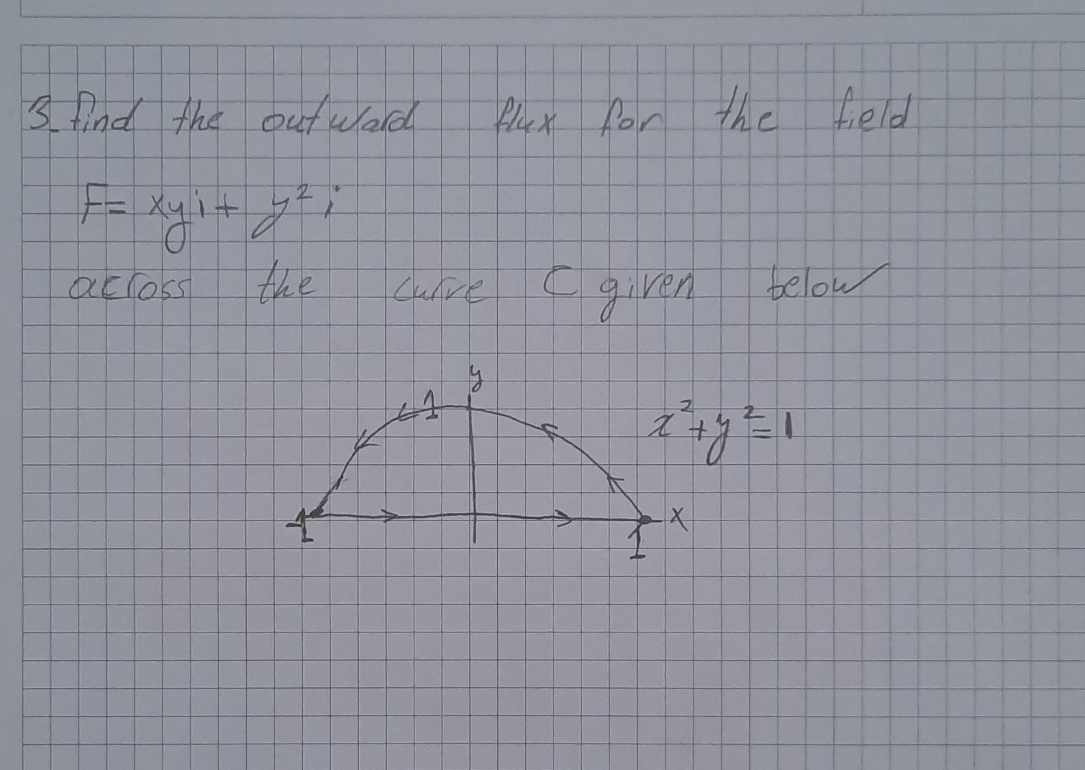 Solved 3. find the outward flux for the field F=xyi+y2; | Chegg.com