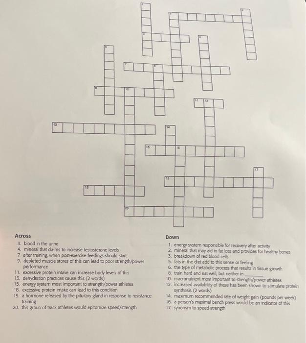 Solved Across Down 3. blood in the utine 1. energy system | Chegg.com