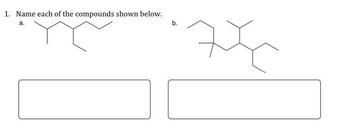 Solved 1. Name each of the compounds shown below. a. | Chegg.com