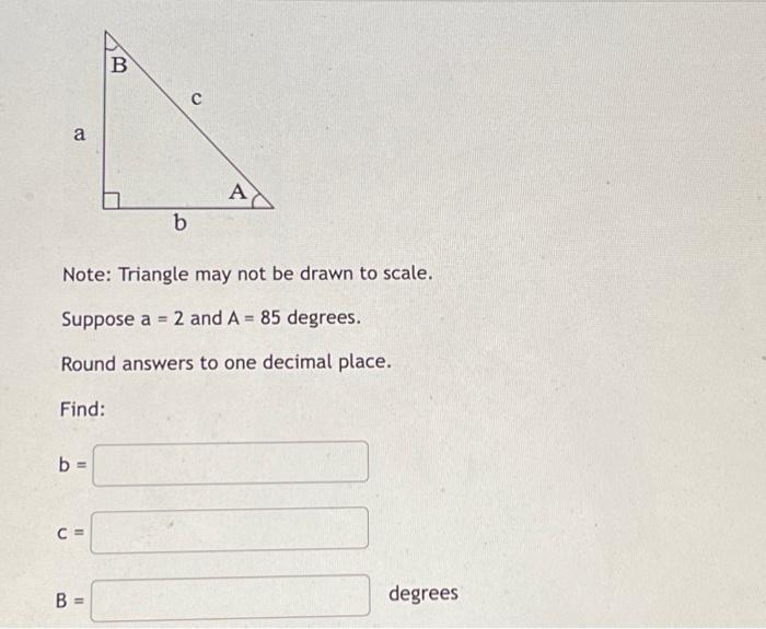 Solved Note: Triangle may not be drawn to scale. Suppose a=2 | Chegg.com