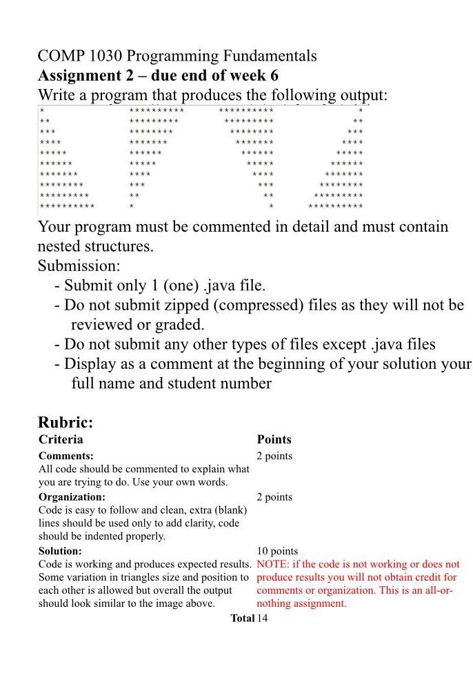 Solved COMP 1030 Programming Fundamentals Assignment 2- due | Chegg.com