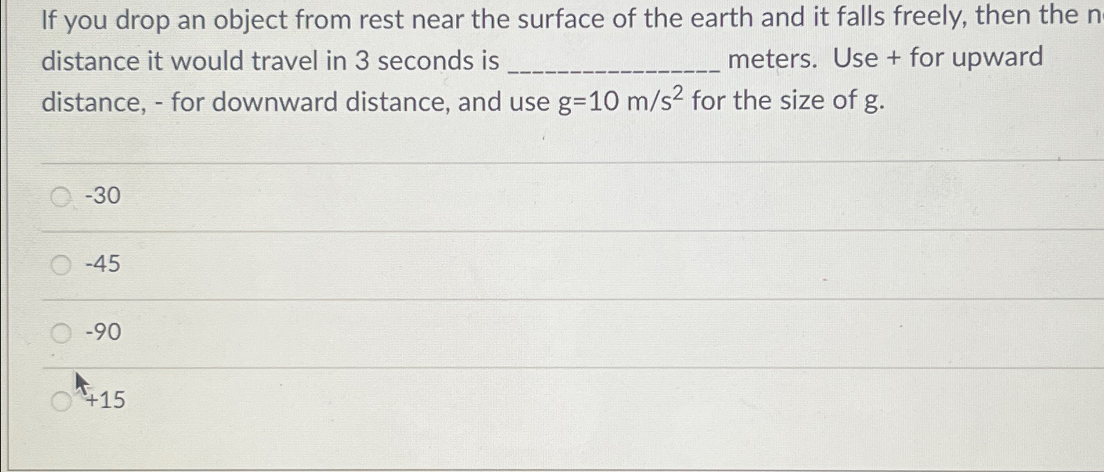 Solved If you drop an object from rest near the surface of | Chegg.com