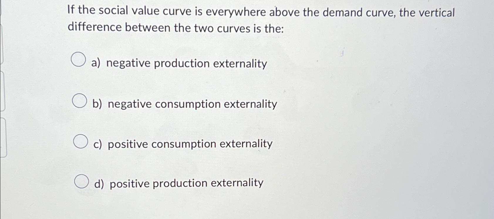 Solved If the social value curve is everywhere above the | Chegg.com