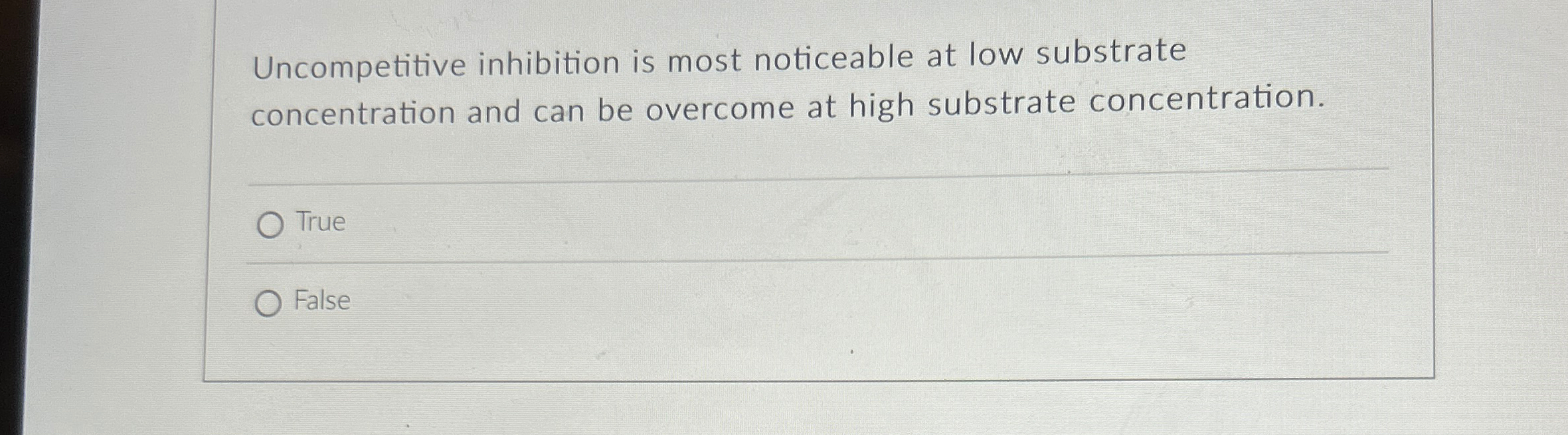 Solved Uncompetitive inhibition is most noticeable at low | Chegg.com