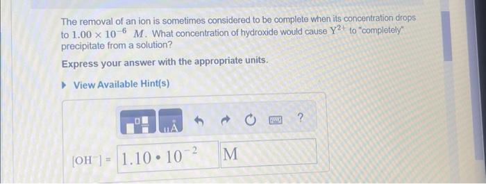 Solved The hydroxide ion has the formula OH−. The | Chegg.com