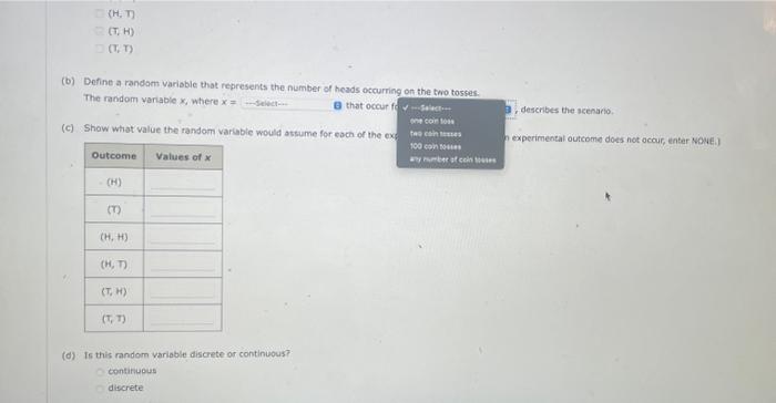 Solved Consider the experiment of tossing a coin twice. (Let | Chegg.com