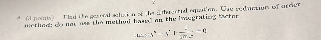 Solved (3 ﻿points) ﻿Find the general solution of the | Chegg.com