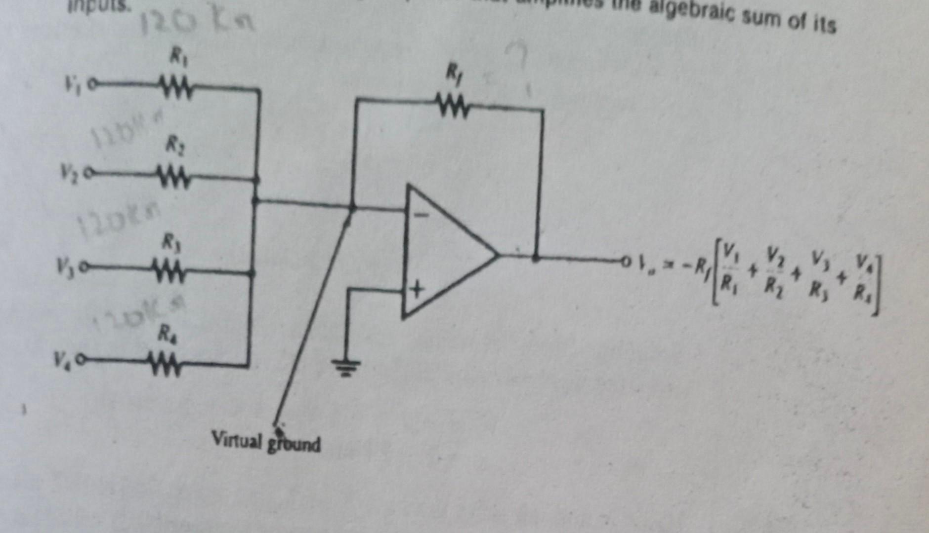 Solved The Operational Amplifier - 17. A summing amplifier | Chegg.com