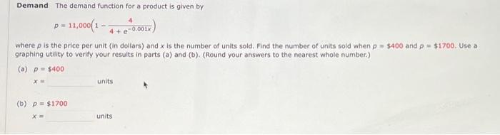 Solved Demand The demand function for a product is given by | Chegg.com