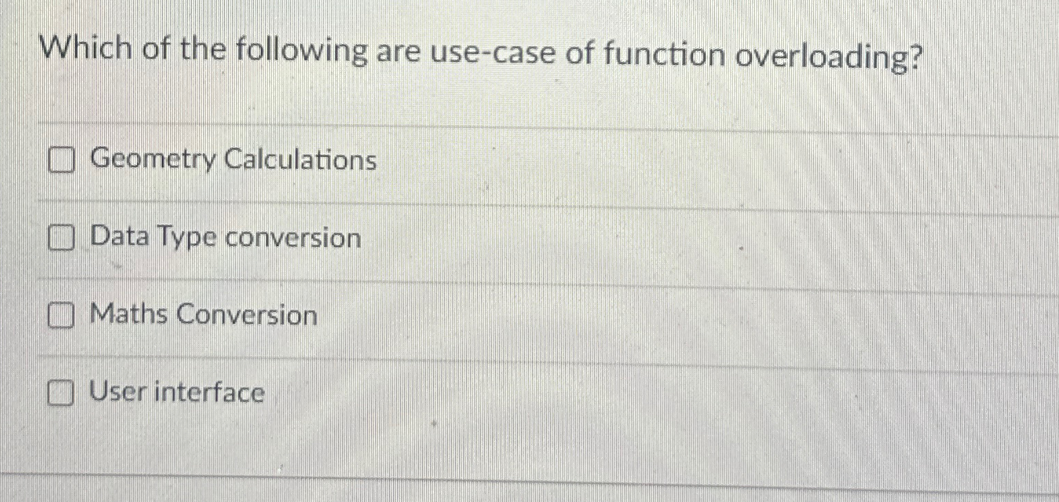 Solved Which of the following are use-case of function | Chegg.com