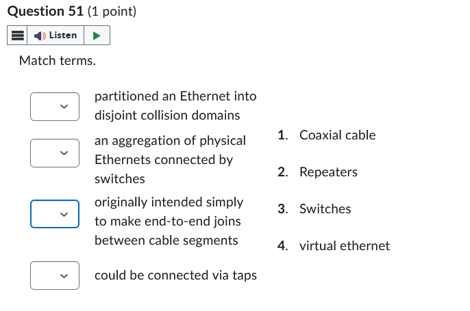 Solved Question 51 (1 ﻿point)|~, Match terms.partitioned an | Chegg.com