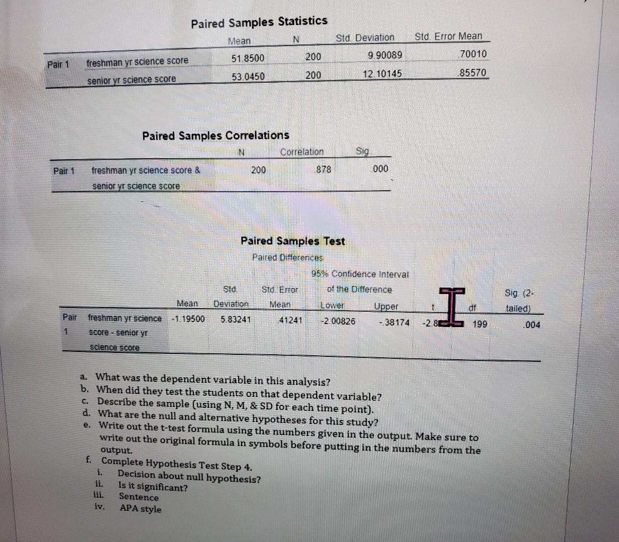 Solved Paired Samples Statistics Mean N Sid Deviation Sid. | Chegg.com