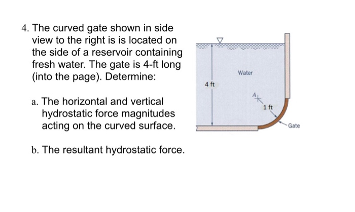 Solved 4. The curved gate shown in side view to the right is | Chegg.com