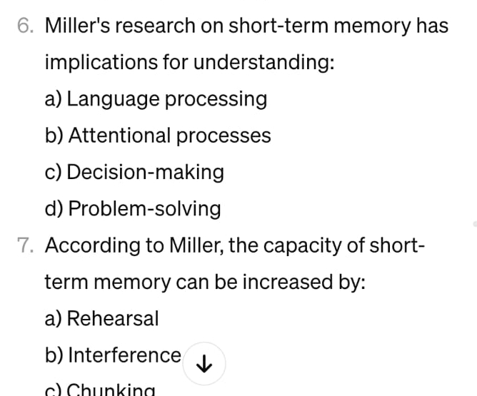 Solved Miller's research on short-term memory has | Chegg.com