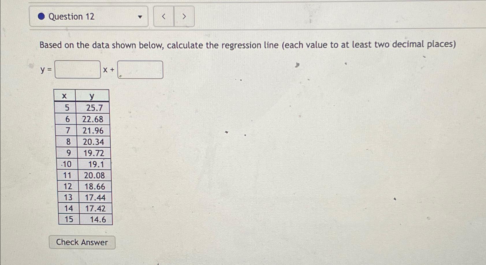 Solved Question 12Based on the data shown below, calculate | Chegg.com