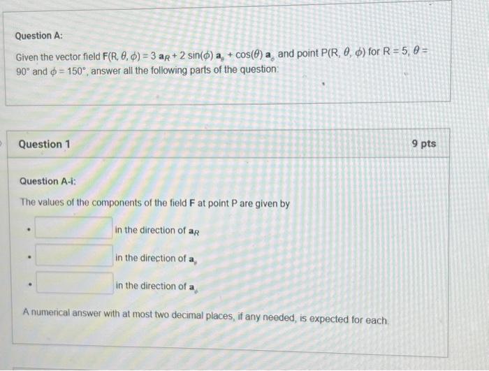 Solved Given the vector field | Chegg.com