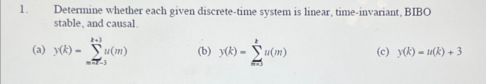Solved Determine whether each given discrete-time system is | Chegg.com