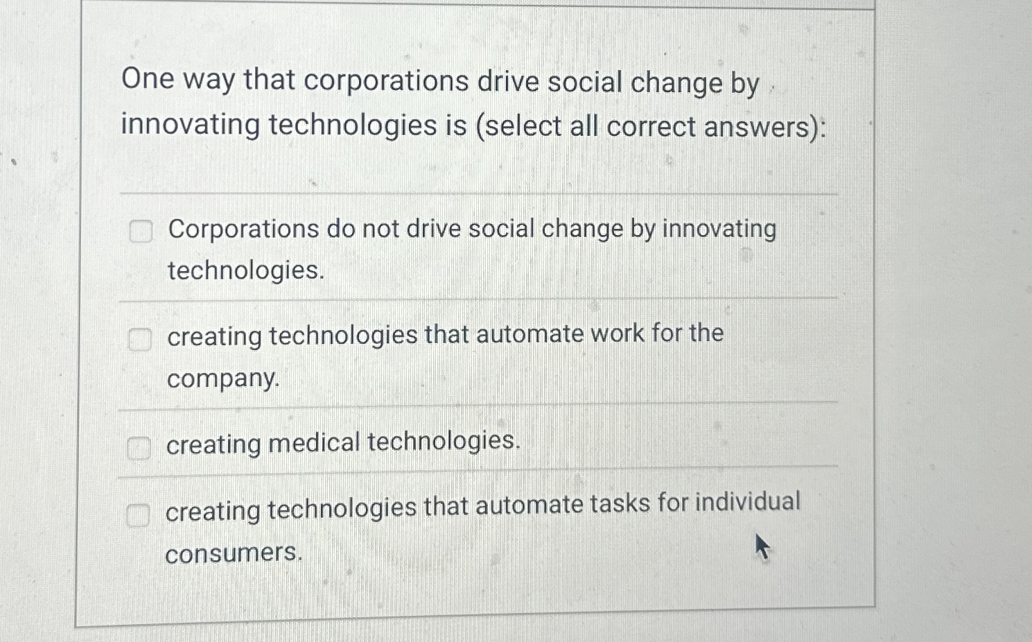 Solved One way that corporations drive social change | Chegg.com