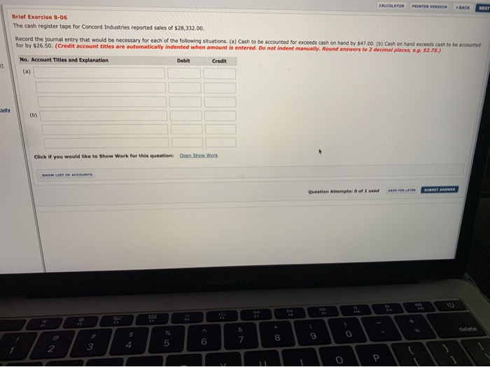 Solved CALCULATOR PRINTER VERSION BACK NUT Brief Exercise | Chegg.com