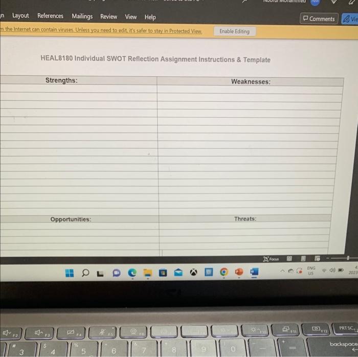 HEAL8180 Individual SWOT Reflection Assignment | Chegg.com