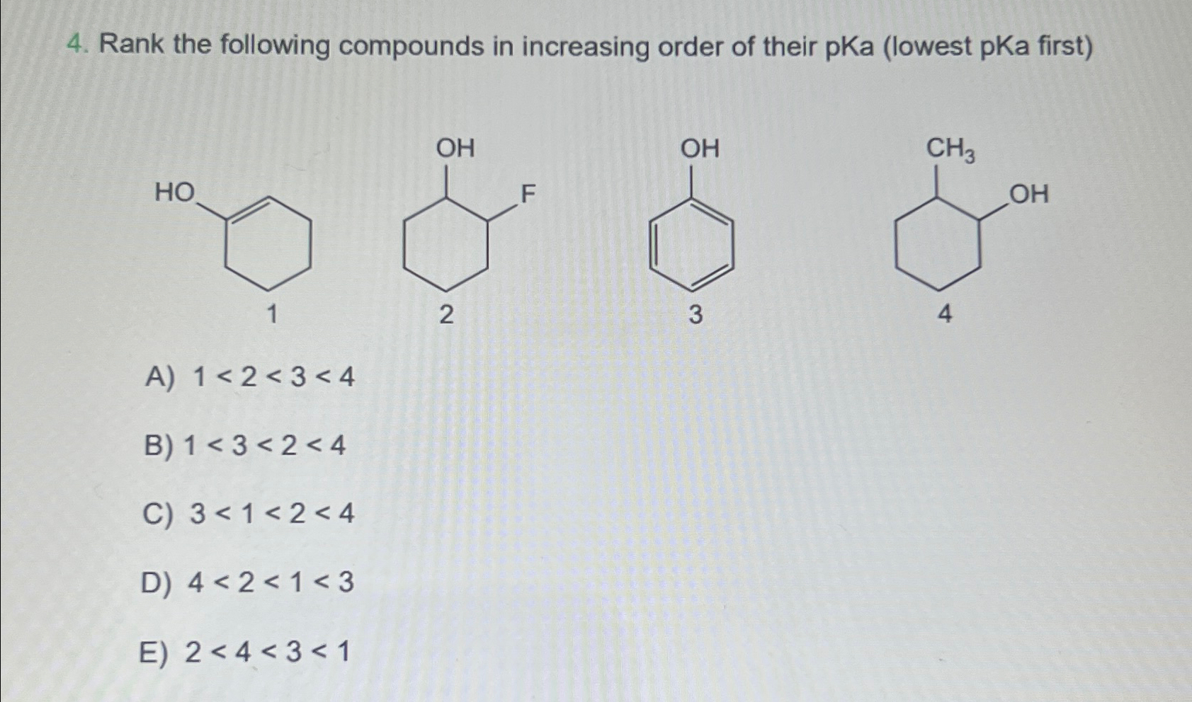 Rank the following compounds in increasing order of | Chegg.com