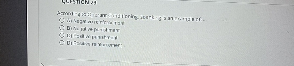 Solved According to Operant Conditioning, spanking is an | Chegg.com