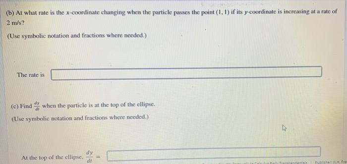 Solved A particle moves counterclockwise around the ellipse | Chegg.com