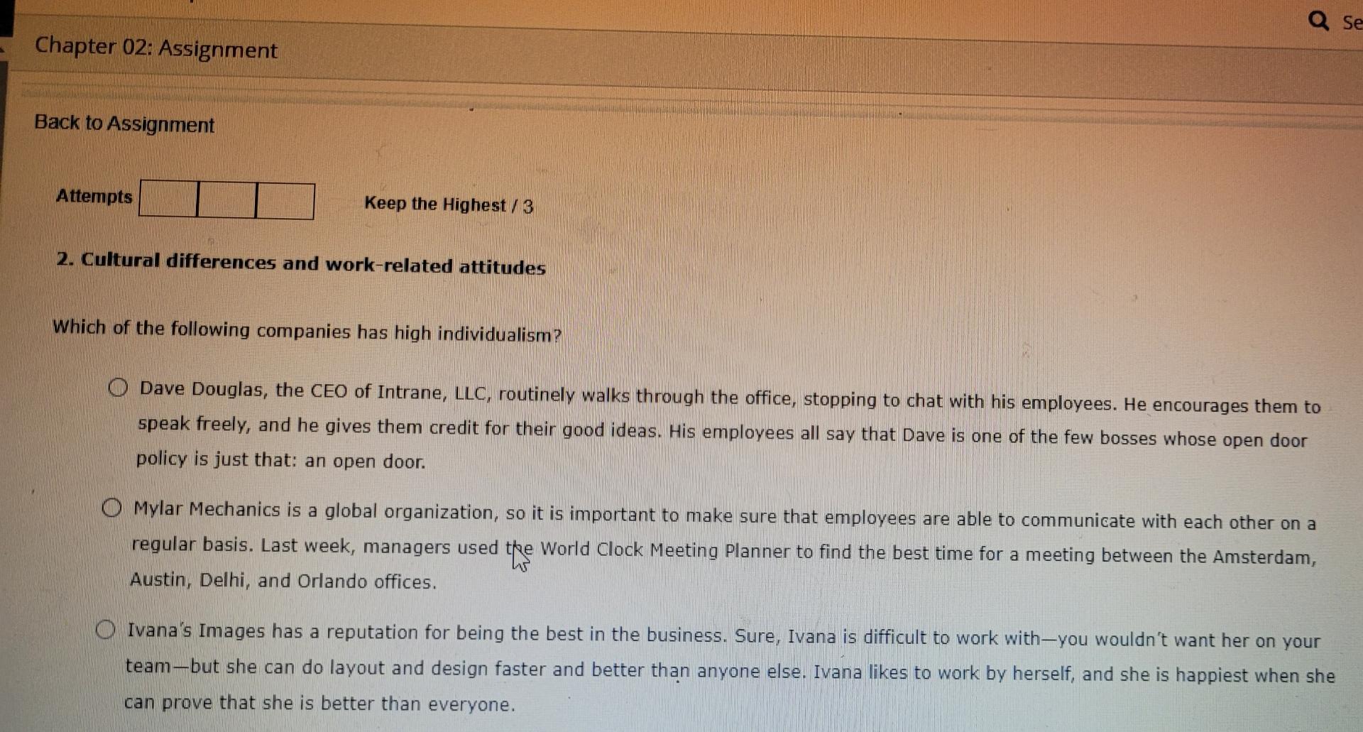 Solved Chapter 02: AssignmentBack to AssignmentAttemptsKeep | Chegg.com