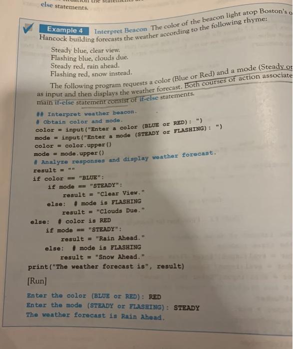 Example 4 Interpret Beacon The color of the beacon | Chegg.com