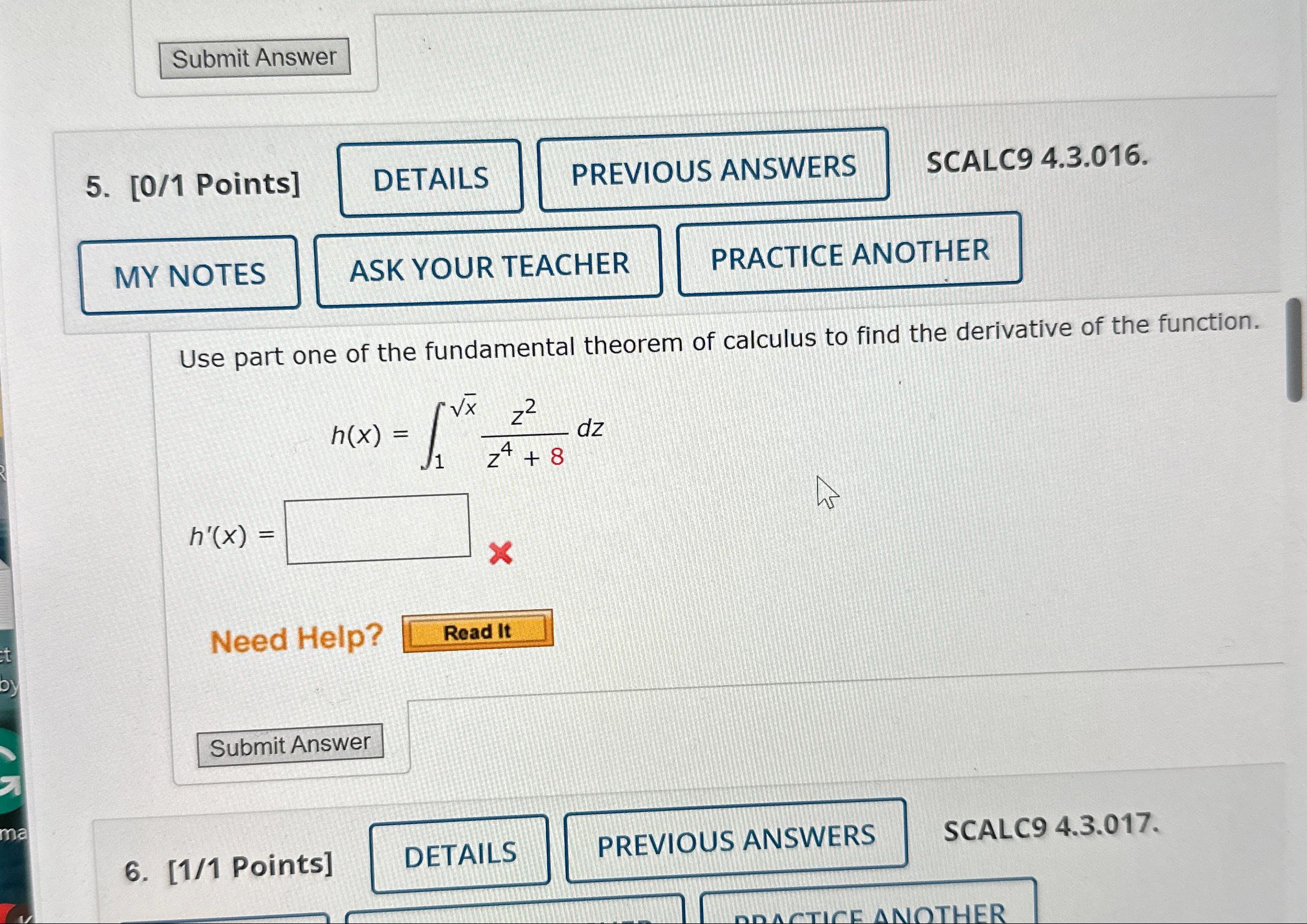 Solved Use part one of the fundamental theorem of calculus | Chegg.com