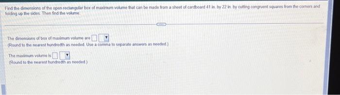 Solved Find the dimensions of the open rectangular box of | Chegg.com