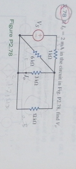 Solved . 78 ﻿I I0=2mA ﻿in the circuit in Fig. P2.78, ﻿find | Chegg.com