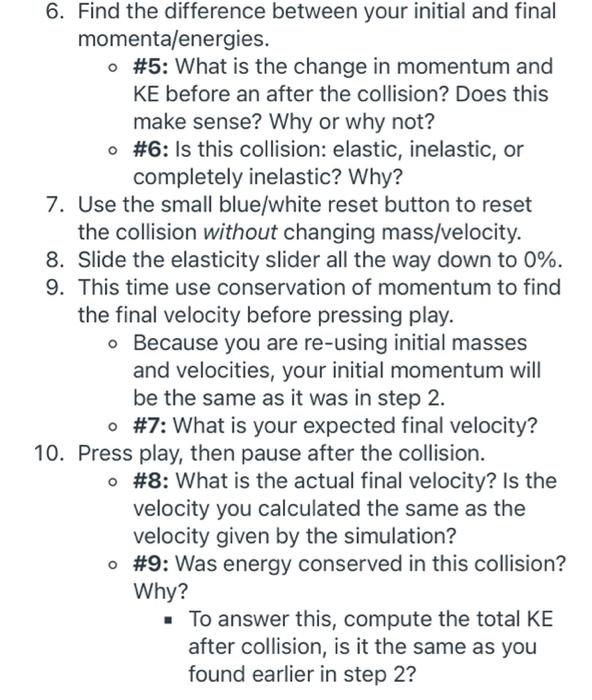 Solved Part 1: PhET Collision Lab 1. Make your way to the | Chegg.com