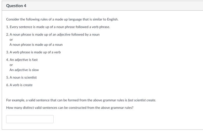 Consider the following rules of a made up language | Chegg.com