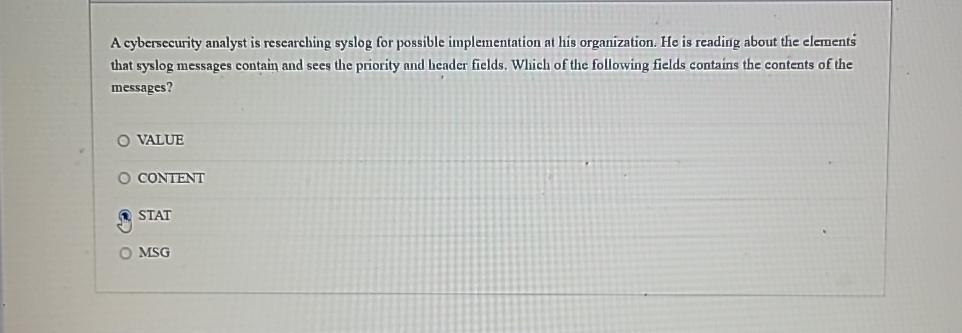 Solved A cybersecurity analyst is researching syslog for | Chegg.com