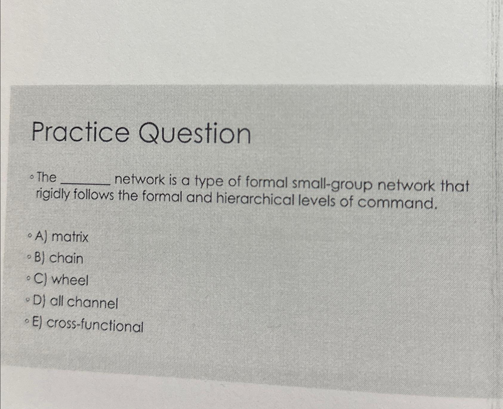 Solved Practice QuestionThe network is a type of formal | Chegg.com