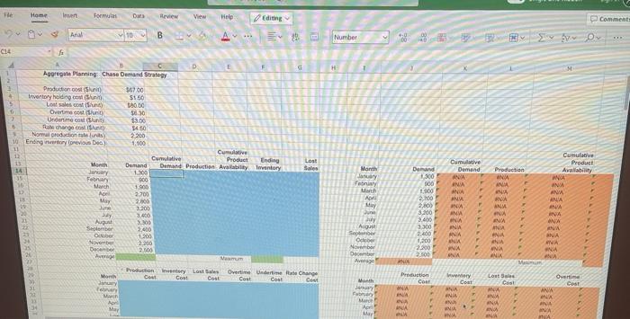 Excel Online Activity: Aggregate Planning - Chase | Chegg.com