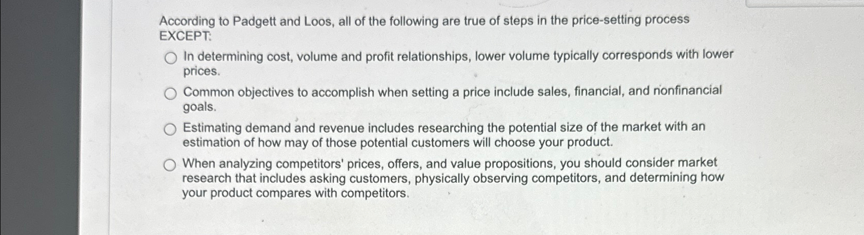 Solved According to Padgett and Loos, all of the following | Chegg.com