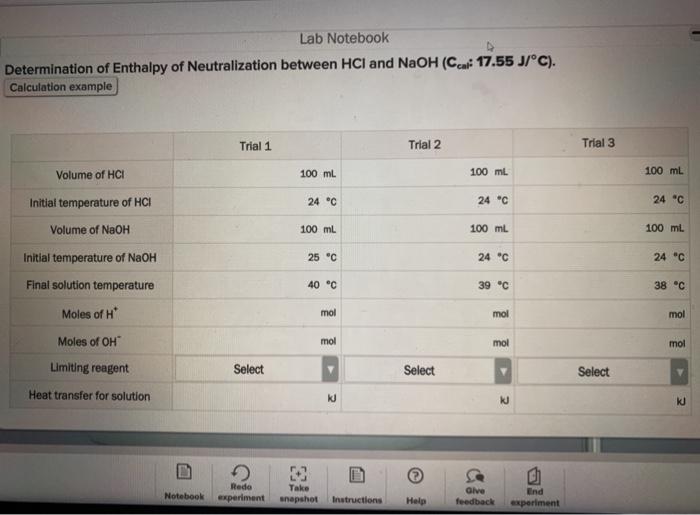 Solved determination of enthalpy of neutralization | Chegg.com