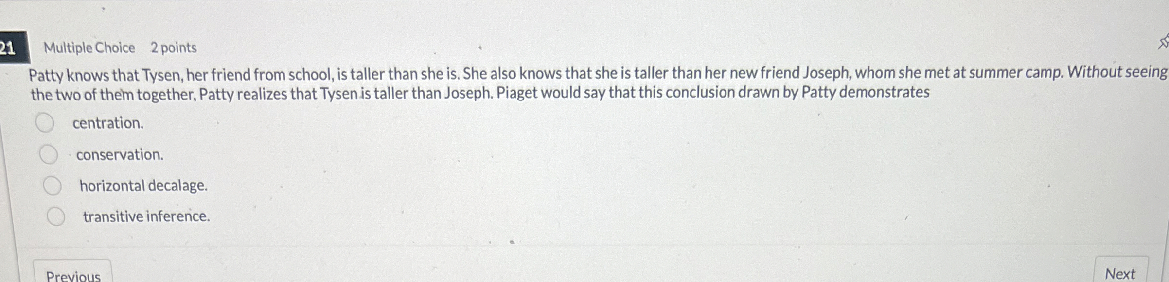 Solved 21Multiple Choice2 ﻿pointsPatty knows that Tysen, her | Chegg.com