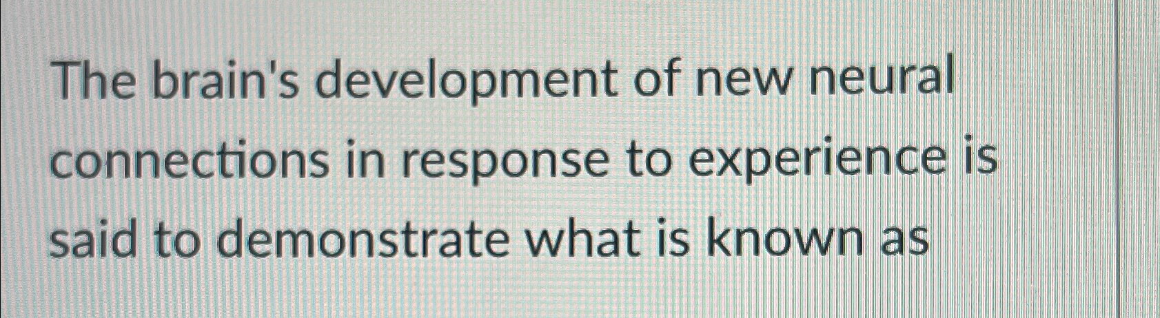 Solved The brain's development of new neural connections in | Chegg.com