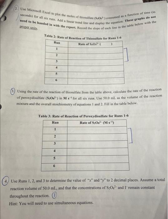 2. Use Microsoft Excel to plot the moles of | Chegg.com