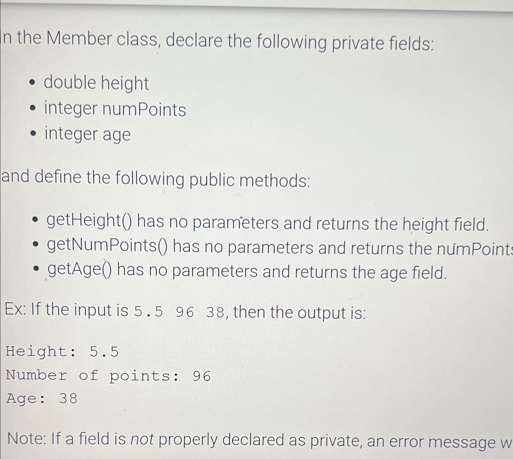 Solved n the Member class, declare the following private | Chegg.com