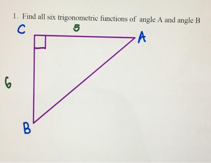 Solved 1 Find All Six Trigononetric Functions Of Angle A